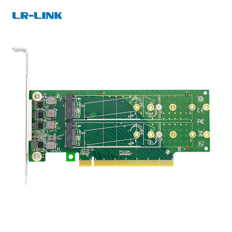 Pcie4.0x16转四口M.2 NVMe 扩展卡_服务器-扩展系列_PCIe4.0 NVMe扩展卡_光纤网卡_LR-LINK联瑞电子